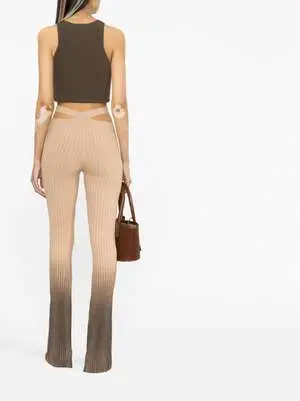 ANDREĀDAMO Ombré-effect Ribbed-knit Trousers - Neutrals