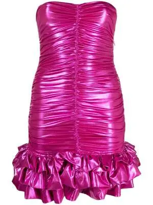 Amen Metallic Ruched Mini Dress