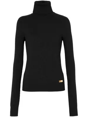 Balmain Logo-plaque Wool Jumper - Black