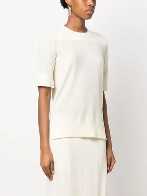 JIL SANDER Round-neck Knitted T-shirt - Neutrals