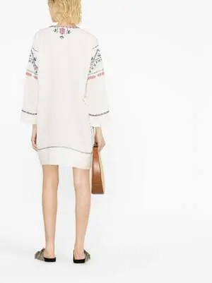 Isabel Marant Étoile Embroidered Split Neck Minidress