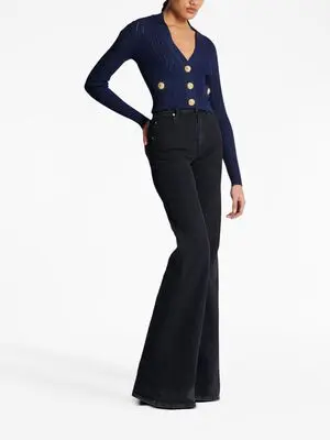 Balmain V-neck Cropped Cardigan - Blue