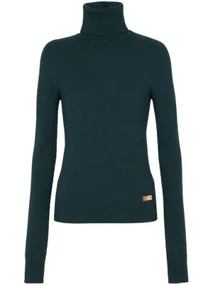 Balmain Logo-plaque Wool Jumper - Green