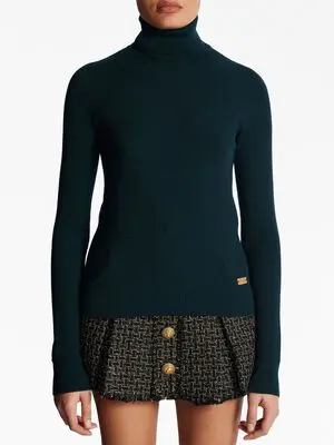 Balmain Logo-plaque Wool Jumper - Green
