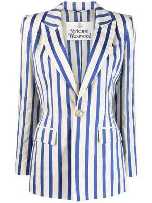 VIVIENNE WESTWOOD Striped Cotton Blazer - Neutrals