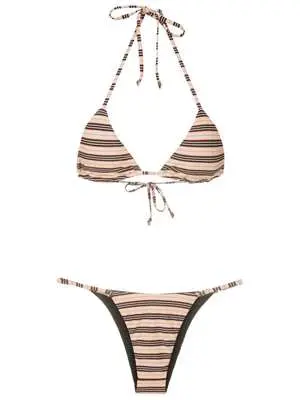 AMIR SLAMA Stripe-print Halterneck Bikini - Multicolour