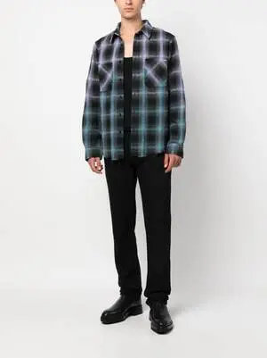 Amiri Plaid Logo-print Shirt - Purple