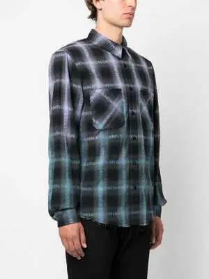 Amiri Plaid Logo-print Shirt - Purple