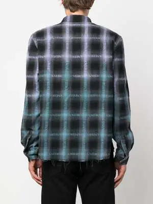 Amiri Plaid Logo-print Shirt - Purple