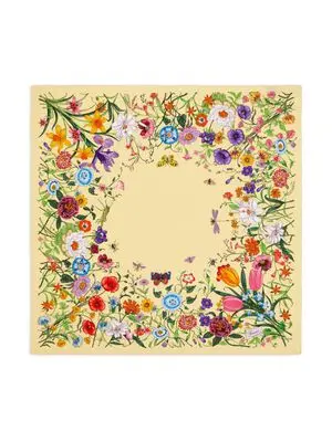 Gucci Flora-print Silk Scarf