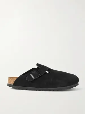 BIRKENSTOCK Boston Suede Clogs - Black