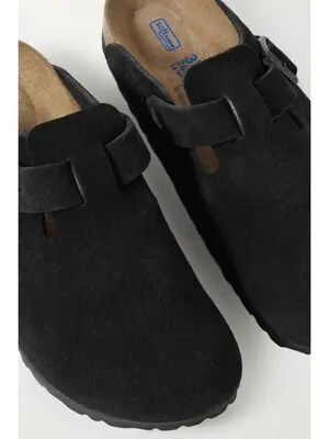 BIRKENSTOCK Boston Suede Clogs - Black