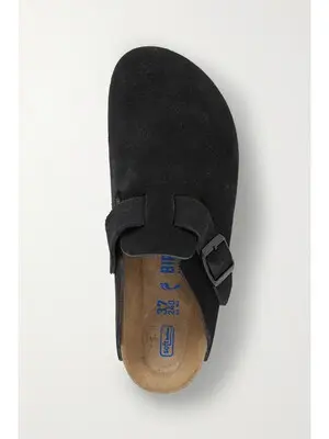 BIRKENSTOCK Boston Suede Clogs - Black