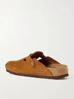 BIRKENSTOCK Boston Suede Clogs - Brown
