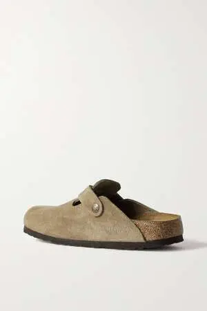 BIRKENSTOCK Boston Suede Clogs - Brown