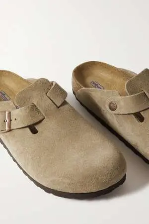 BIRKENSTOCK Boston Suede Clogs - Brown