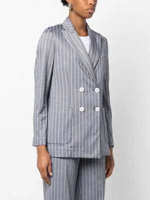 CIRCOLO 1901 Pinstripe Double-breasted Blazer - Blue