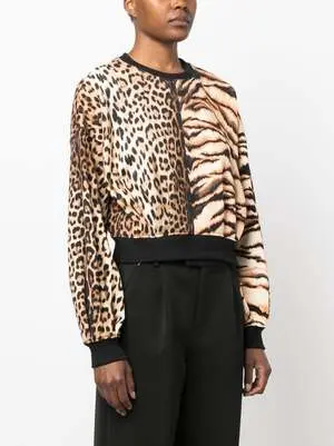 Roberto Cavalli Animal-print Long-sleeve Blouse