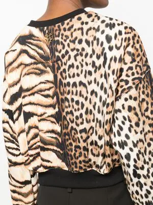 Roberto Cavalli Animal-print Long-sleeve Blouse