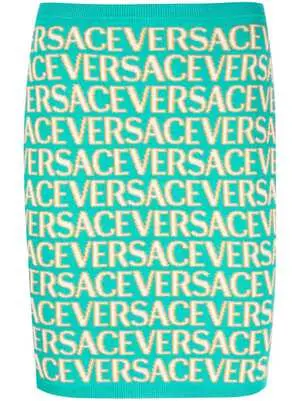 Versace Allover Knitted Miniskirt - Blue