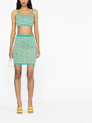 Versace Allover Knitted Miniskirt - Blue