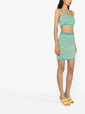 Versace Allover Knitted Miniskirt - Blue