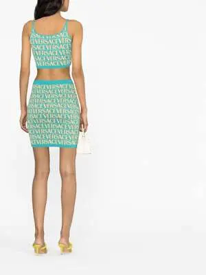 Versace Allover Knitted Miniskirt - Blue