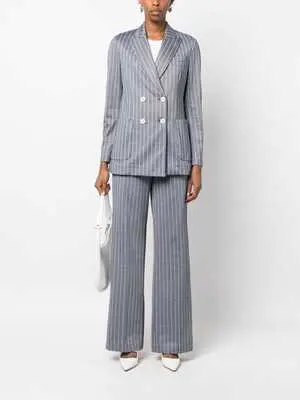 CIRCOLO 1901 Pinstriped Flared Trousers - Blue