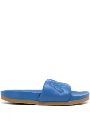 AMBUSH Logo-quilted Leather Slides - Blue