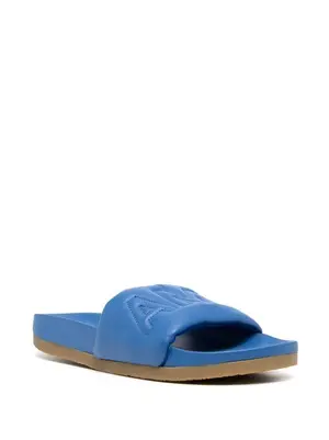 AMBUSH Logo-quilted Leather Slides - Blue