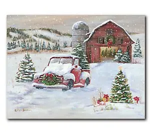 COURTSIDE MARKET Barn On A Snowy Day 16x20 Canv S Wall Art - One-color