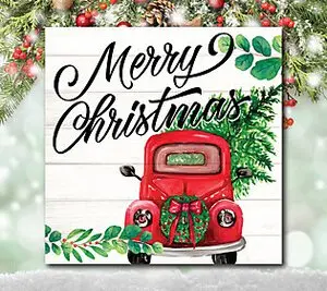 COURTSIDE MARKET Red Christmas Truck 16x16 Canv As Wall Art - One-color
