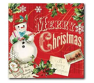 COURTSIDE MARKET Merry Christmas Snowman 16x16 Anvas Wall Art - One-color