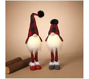 GERSON INTERNATIONAL Set Of 2 Red And Black Plaid Holiday Gnomesby G Rson Co - One-color
