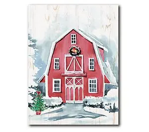 COURTSIDE MARKET Merry Christmas Barn 12x18 Can Vas Wall Art - One-color