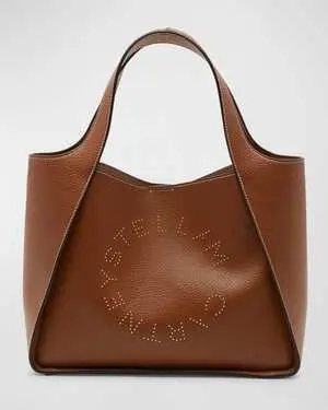 Stella McCartney Studded Logo Vegan Leather Crossbody Bag - Pecan