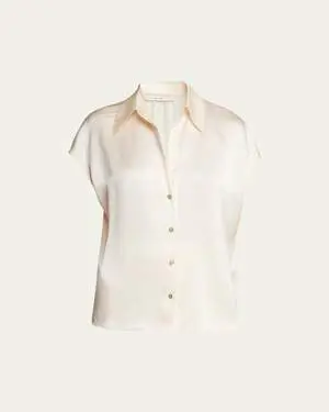 Vince Cap-sleeve Silk Blouse - Ecru