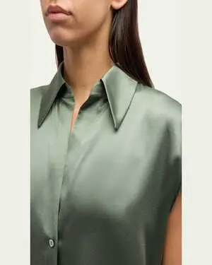 Vince Cap-sleeve Silk Blouse - Ecru