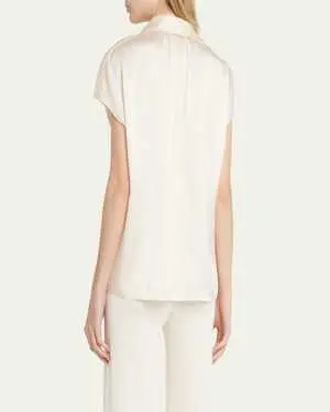 Vince Cap-sleeve Silk Blouse - Ecru
