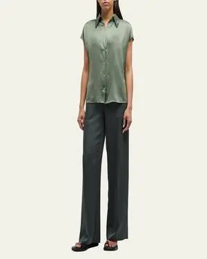 Vince Cap-sleeve Silk Blouse - Ecru
