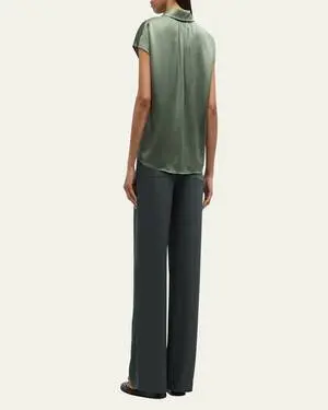 Vince Cap-sleeve Silk Blouse - Ecru