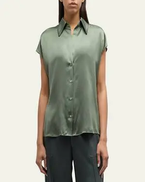 Vince Cap-sleeve Silk Blouse - Ecru