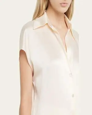 Vince Cap-sleeve Silk Blouse - Ecru
