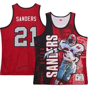 Mitchell & Ness Deion Sanders Atlanta Falcons 1989 Player Burst Tank Top - Red