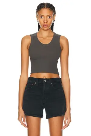 AGOLDE Cropped Poppy Tank - Raven