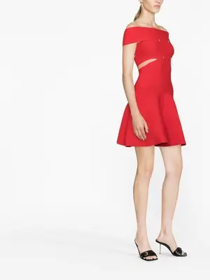 Alexander McQueen Off-shoulder Mini Dress - Red
