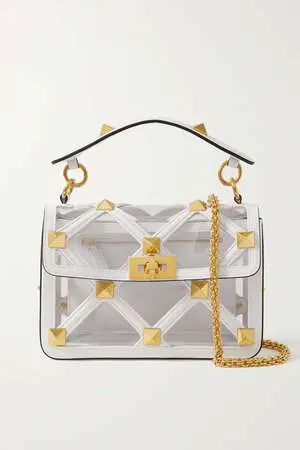 Valentino Garavani Roman Stud Embellished Leather And Pvc Shoulder Bag