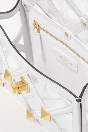 Valentino Garavani Roman Stud Embellished Leather And Pvc Shoulder Bag
