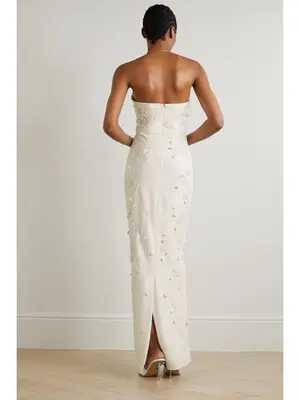 CLIO PEPPIATT Strapless Embellished Stretch-crepe Gown