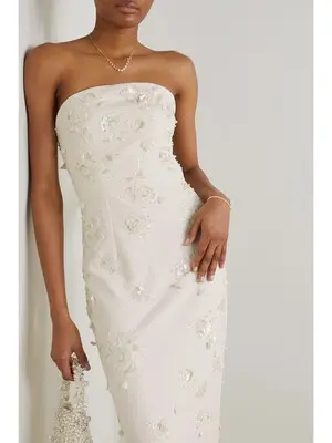 CLIO PEPPIATT Strapless Embellished Stretch-crepe Gown